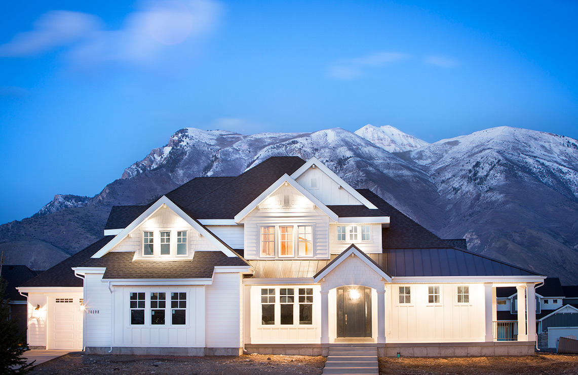 utah-custom-home-white-exterior-unfinished-landscaping | Save Thousands ...